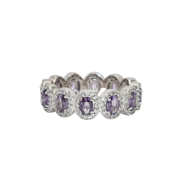 Lilac Oval Band Ring – Silver Attractions